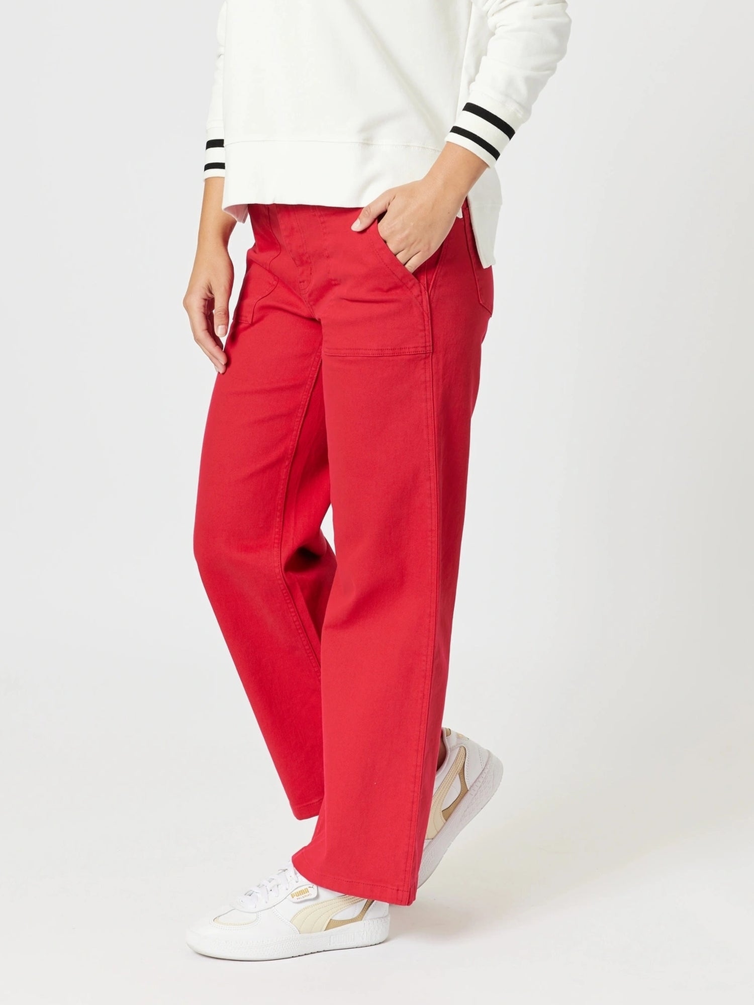 Hudson Wide Leg Jean - Red – Threadz