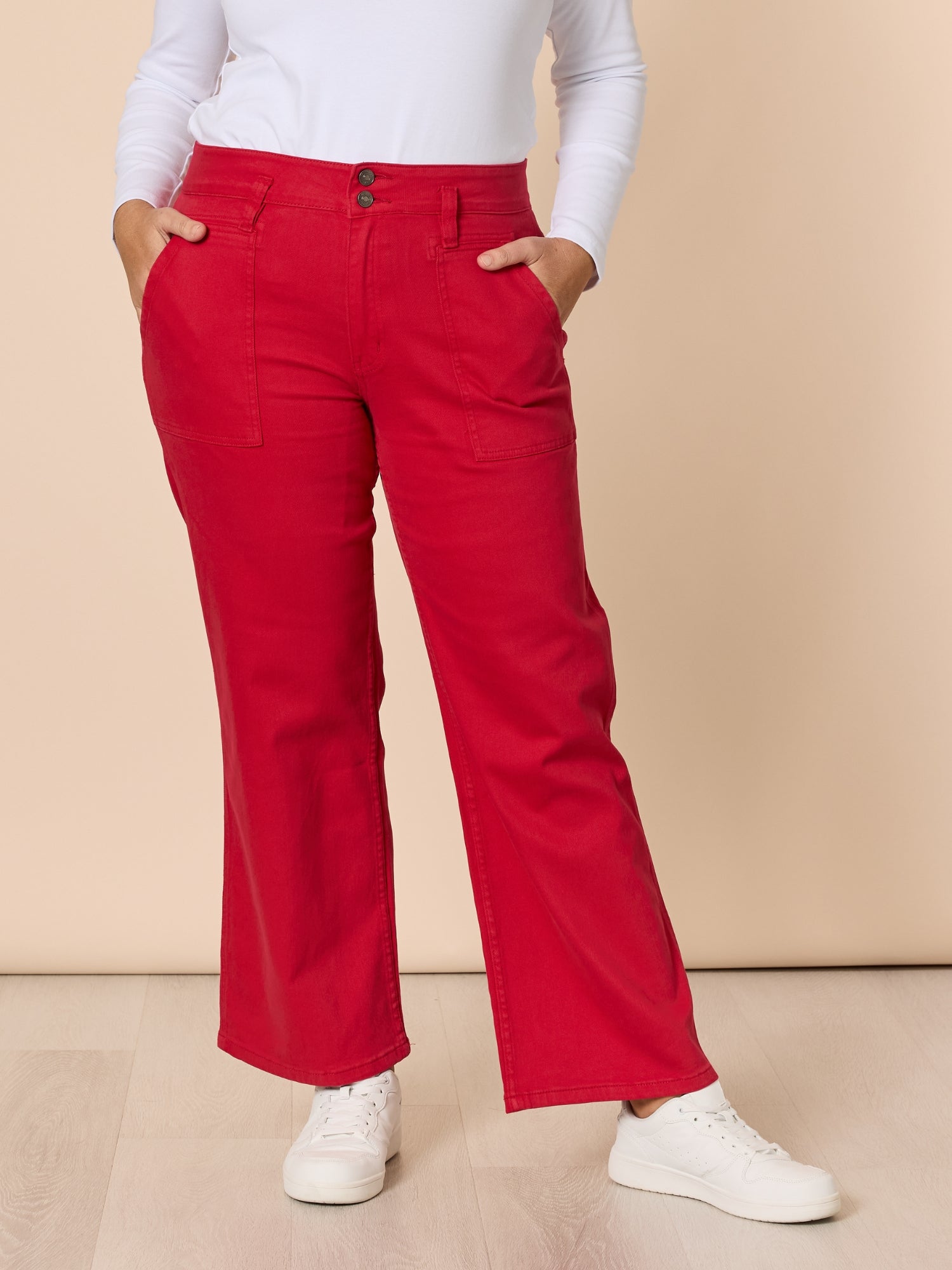 Hudson Wide Leg Jean - Red – Threadz