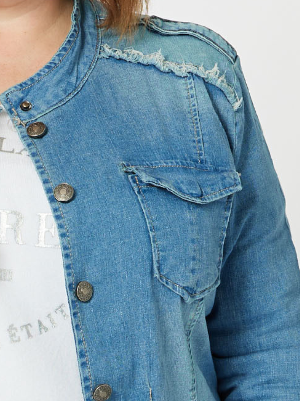Military Style Denim Jacket - Denim – Threadz